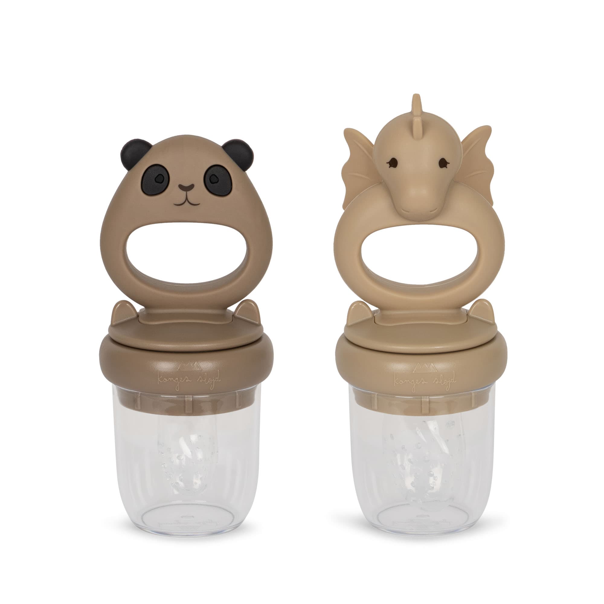 2 PACK FRUIT FEEDING PACIFIER DRAGON AND PANDA (WARM CLAY/SHITAKE)